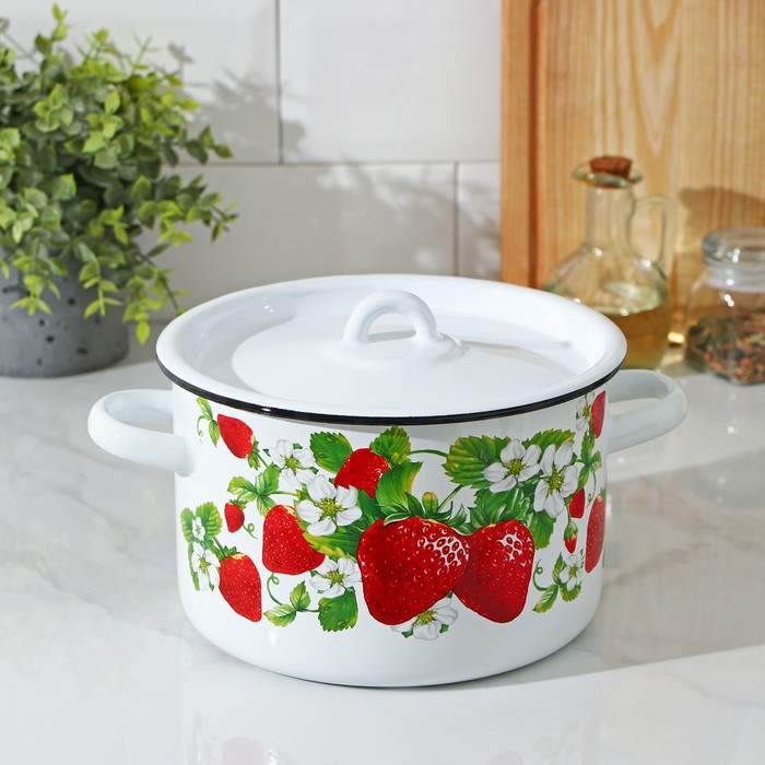 Buy Cylindrical pan “Strawberry Polyana”, 2.9 l, metal cover, induction ...